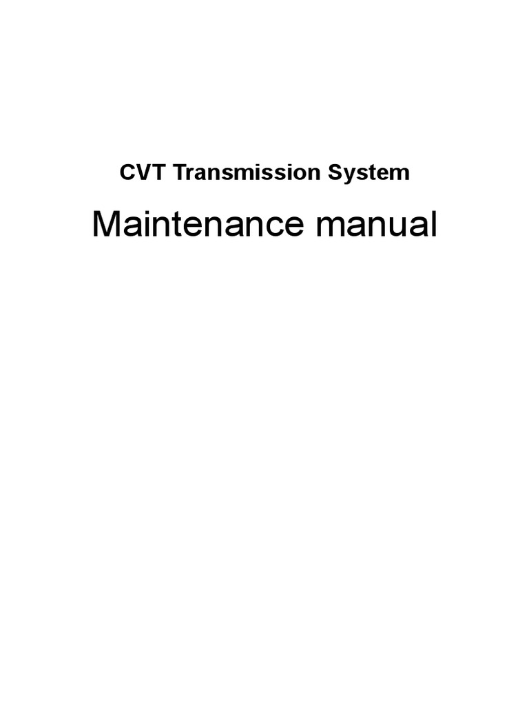 Maintenance Manual: CVT Transmission System | PDF | Motor Vehicle ...