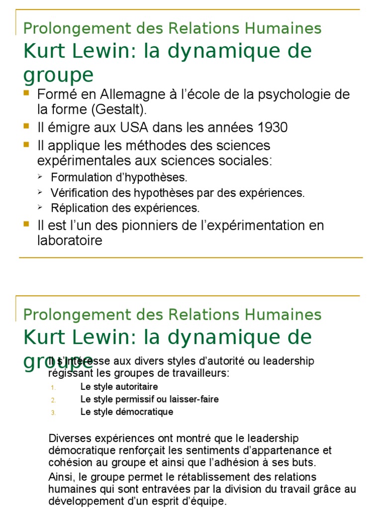 Dynamique des Relations Humaines et Leadership | PDF | Motivation ...