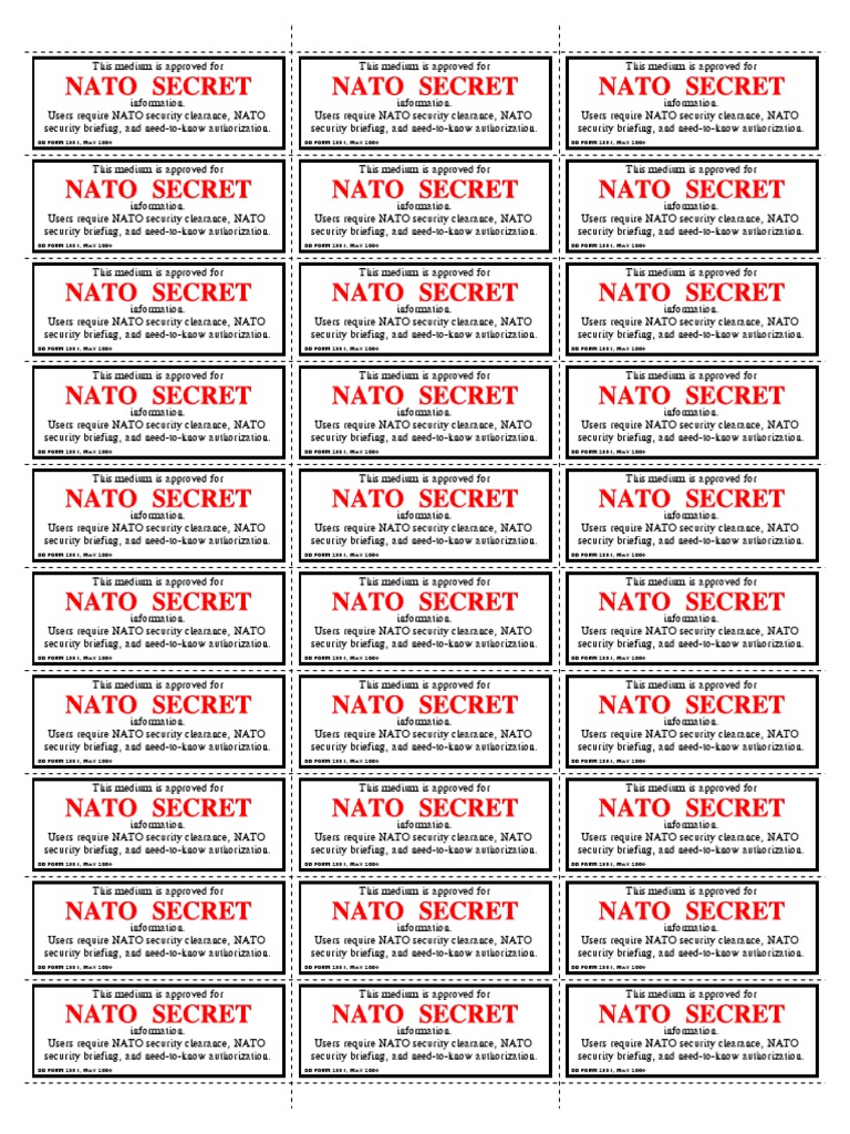 NATO Secret Labels DD2881 | Obfuscation | Official Documents