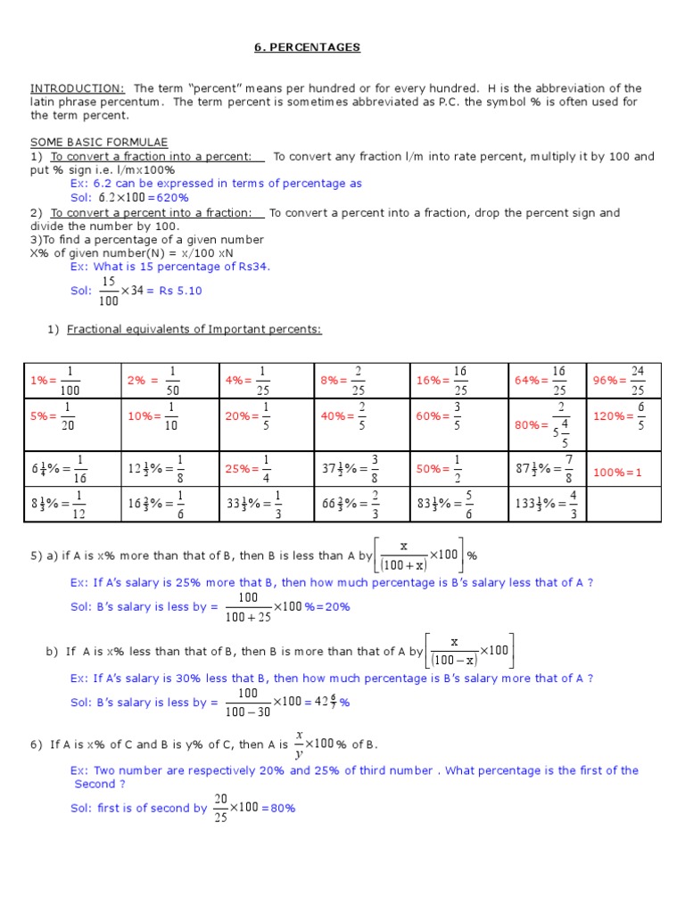 Understanding Percentages and Formulas | PDF | Percentage | Area