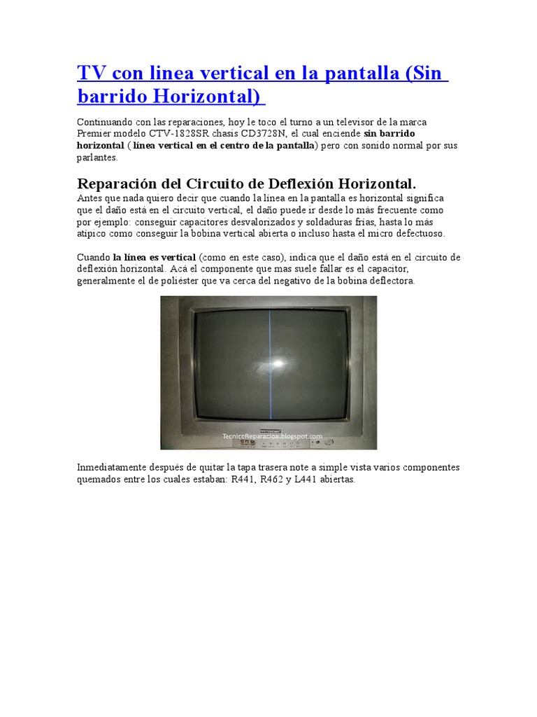 TV Con Linea Vertical en La Pantalla - Premier Modelo CTV-1828SR Chasis CD3728N | PDF | Ciencia ...