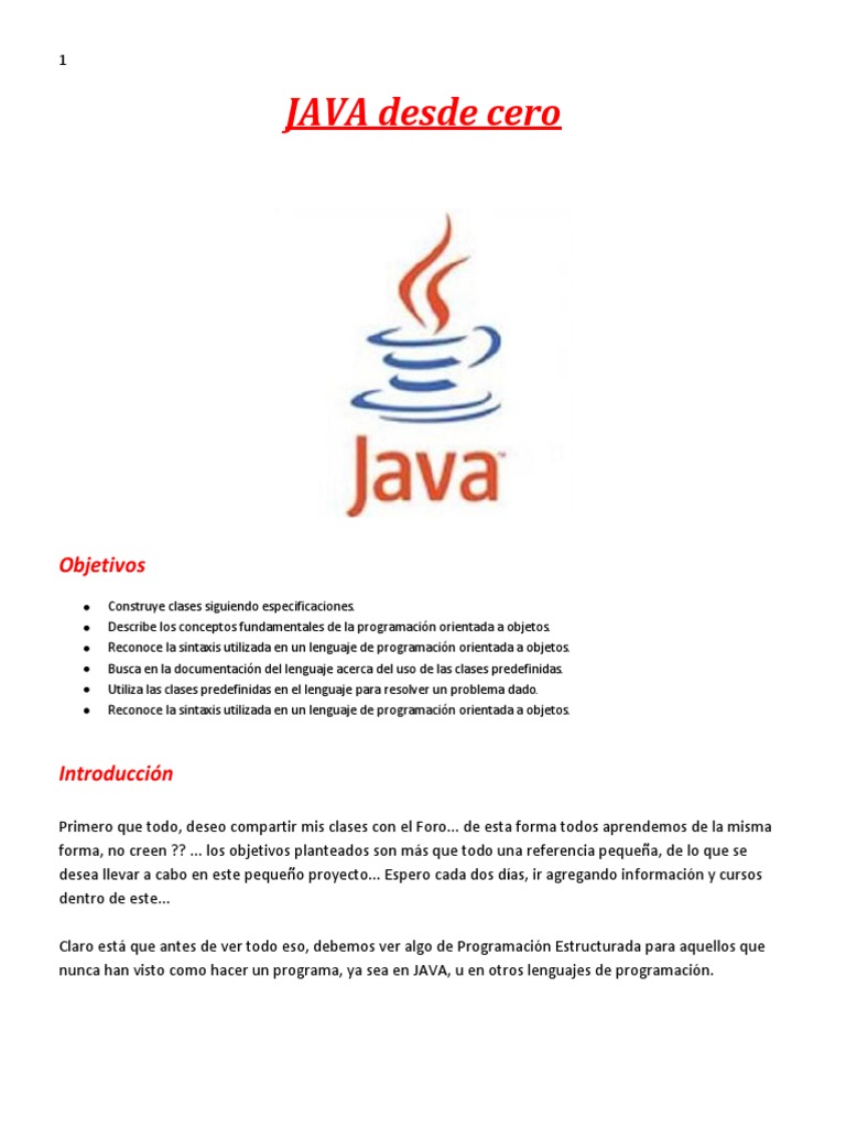 JAVA Desde Cero PDF | Descargar gratis PDF | Java (lenguaje de programación) | Estructura de ...