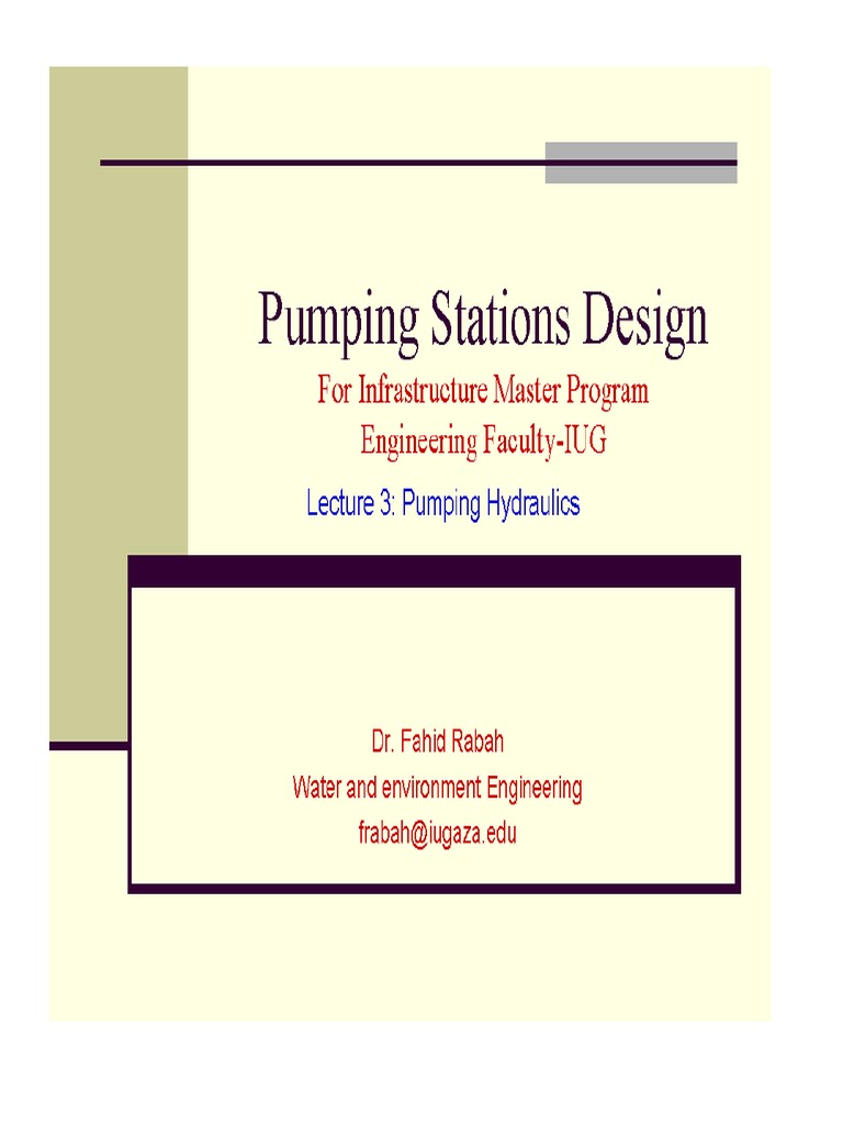 Pumping Stations Design Lecture 3 | PDF