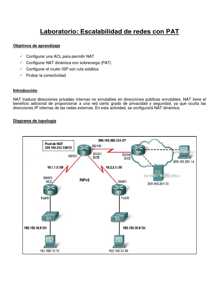 NAT Lab-01 - Laboratorio NAT y PAT | PDF | Dirección IP | Enrutador (Computación)