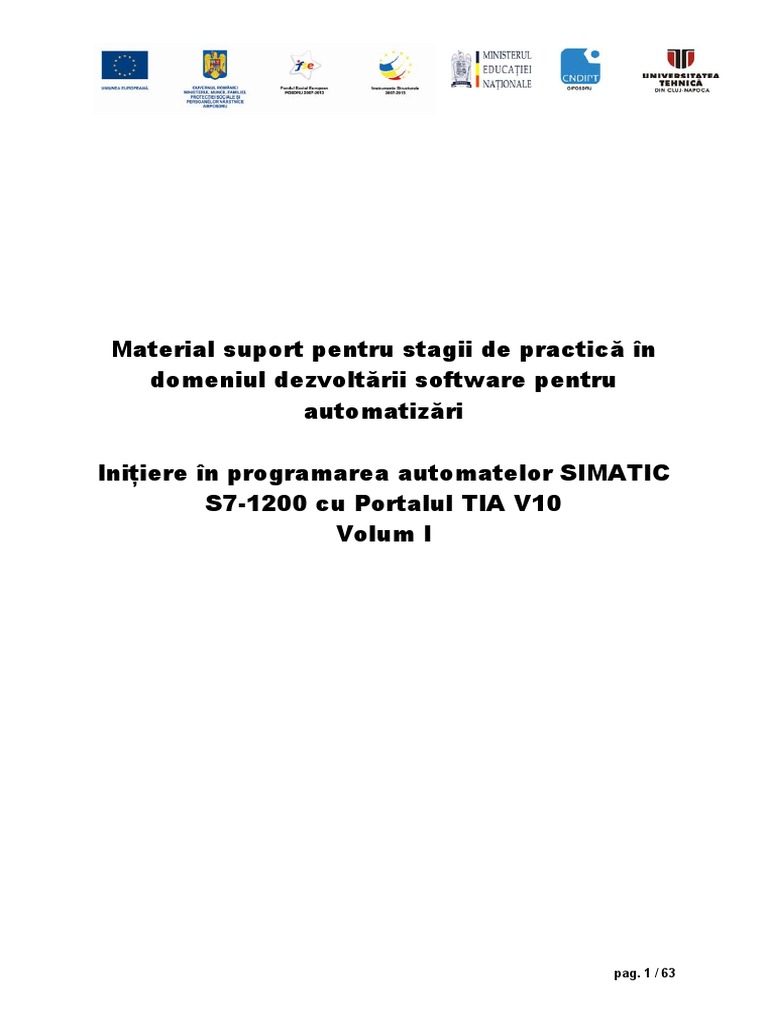 Instructiuni Operare TIA Portal S7-1200 | PDF