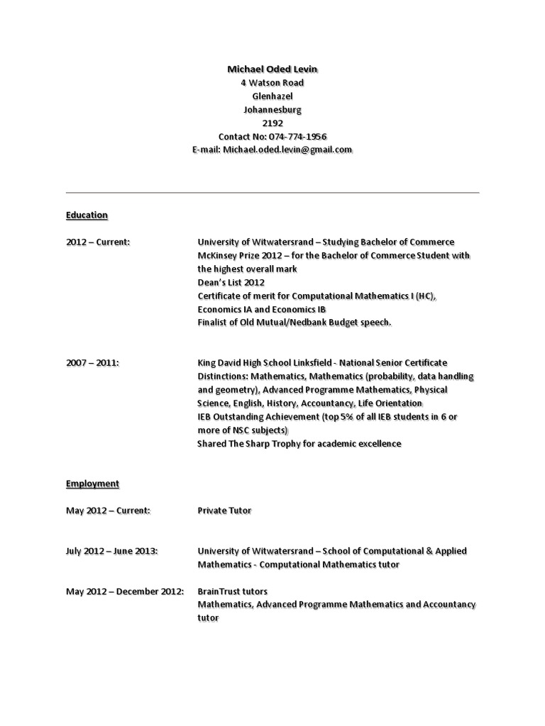 Michael Oded Levin's Academic Profile | PDF | Career & Growth