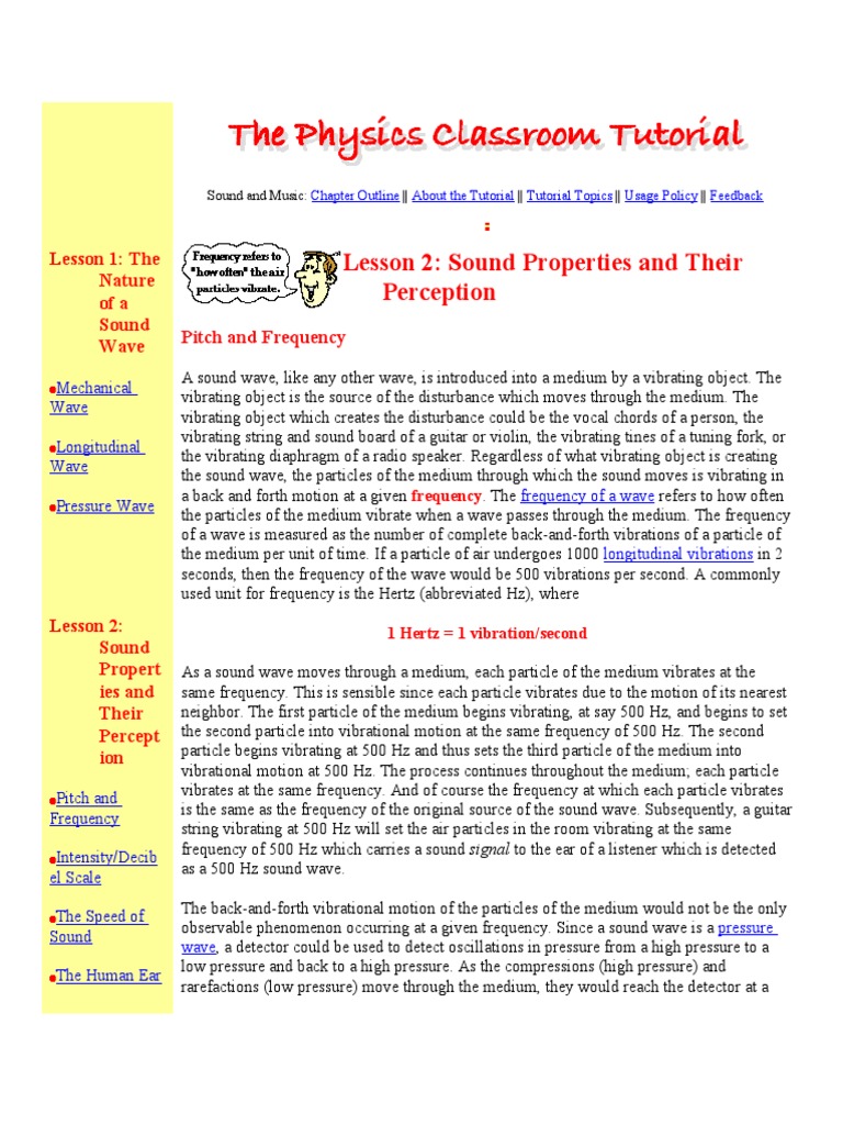 Lesson 2: Sound Properties and Their Perception | PDF | Sound | Hearing