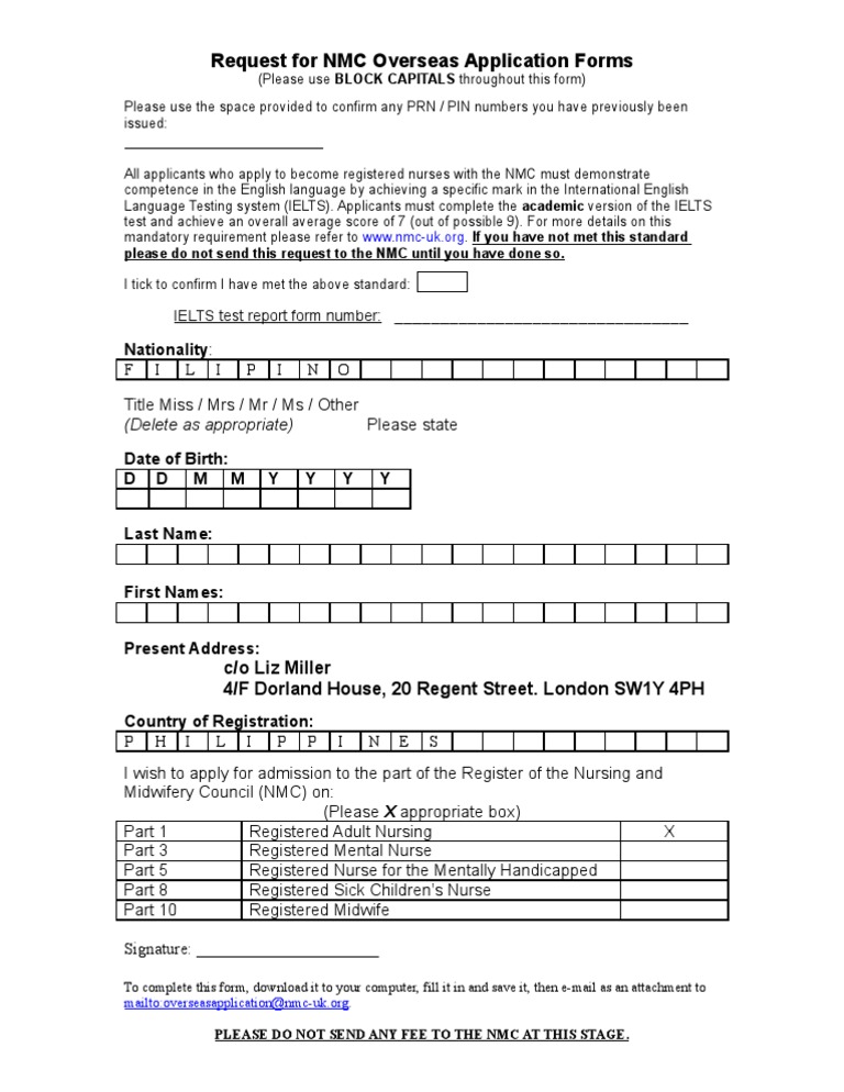 NMC Application Form | International English Language Testing System ...
