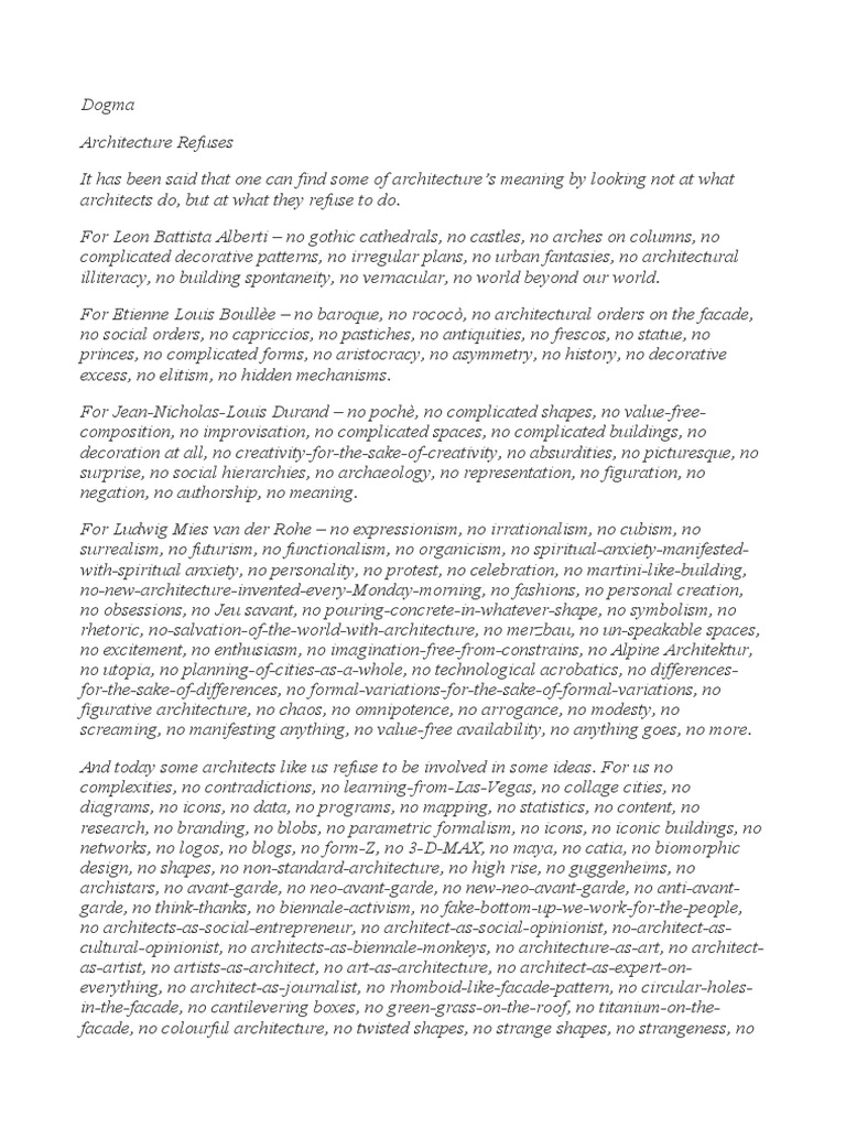 Dogma Manifesto | PDF | Style | Art Media