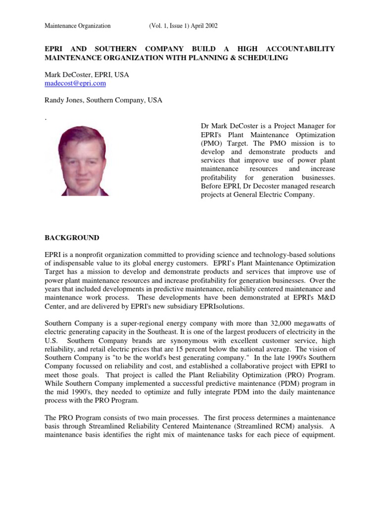 Maintenance Organization | PDF | Reliability Engineering | Business