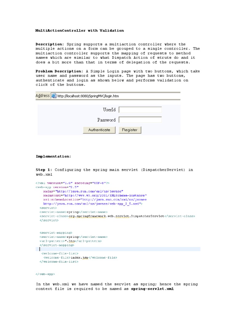 Multi Action Controller With Validation Pdf Java Server Pages Java Servlet 