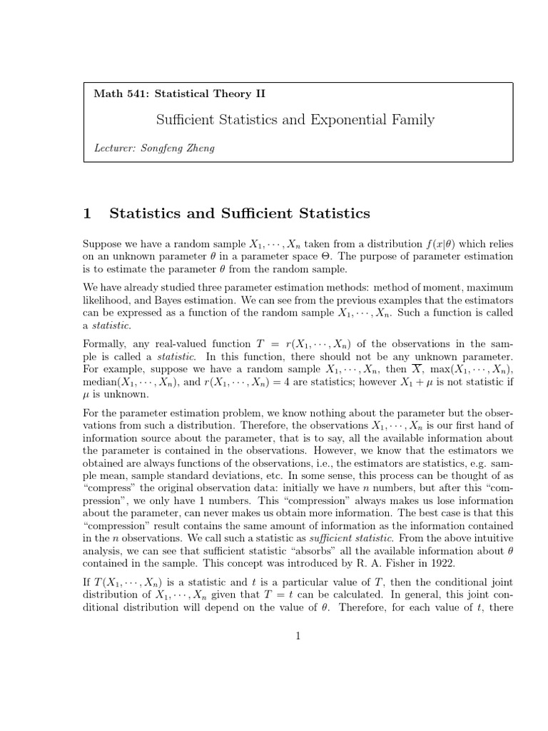 Sufficient Statistics and Exponential Family | PDF | Estimator ...