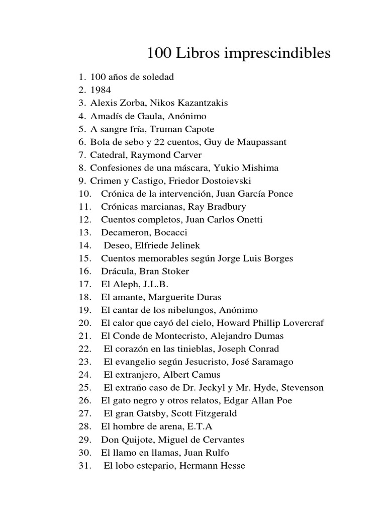 100 Libros Imprescindibles | PDF
