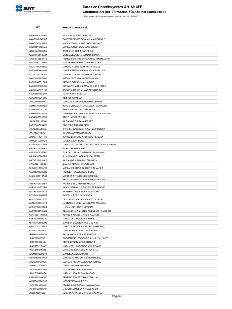 RFC Nombre o Razón Social: Página 1 | PDF