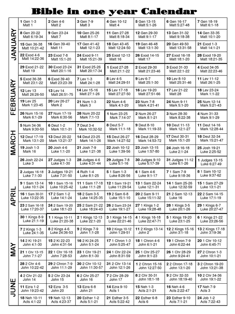 Bible in One Year Calendar | PDF | Twelve Apostles | New Testament