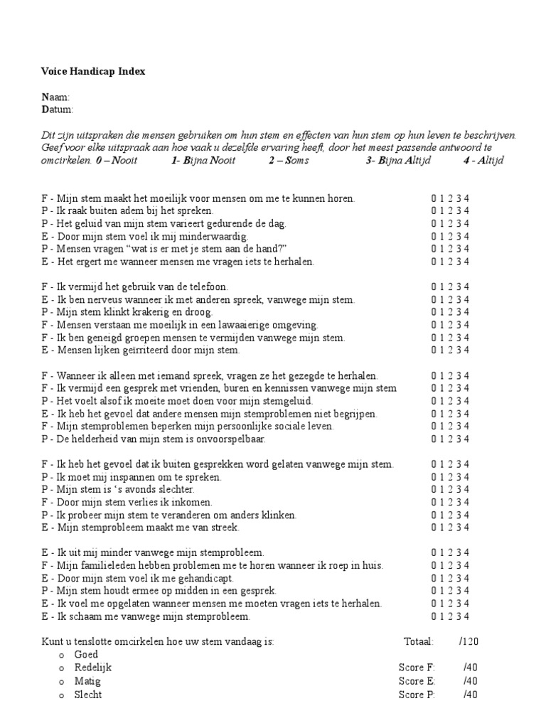 Voice Handicap Index | PDF