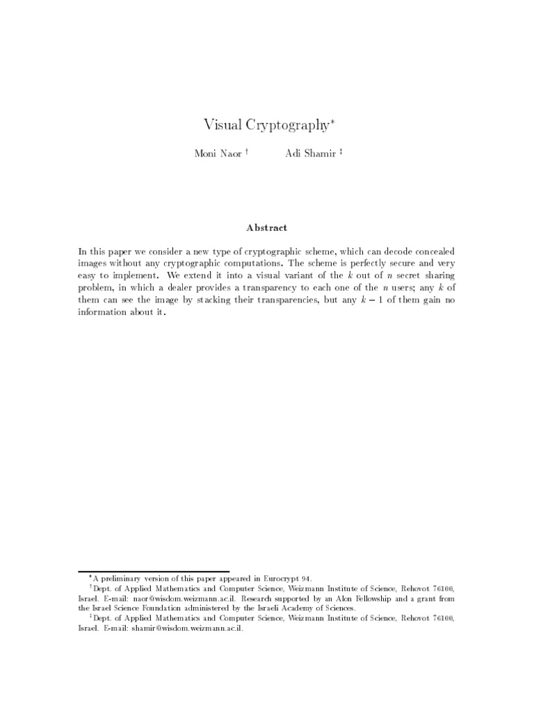 Moni Naor Adi Shamir: K N N K K | PDF | Cryptography | Matrix (Mathematics)