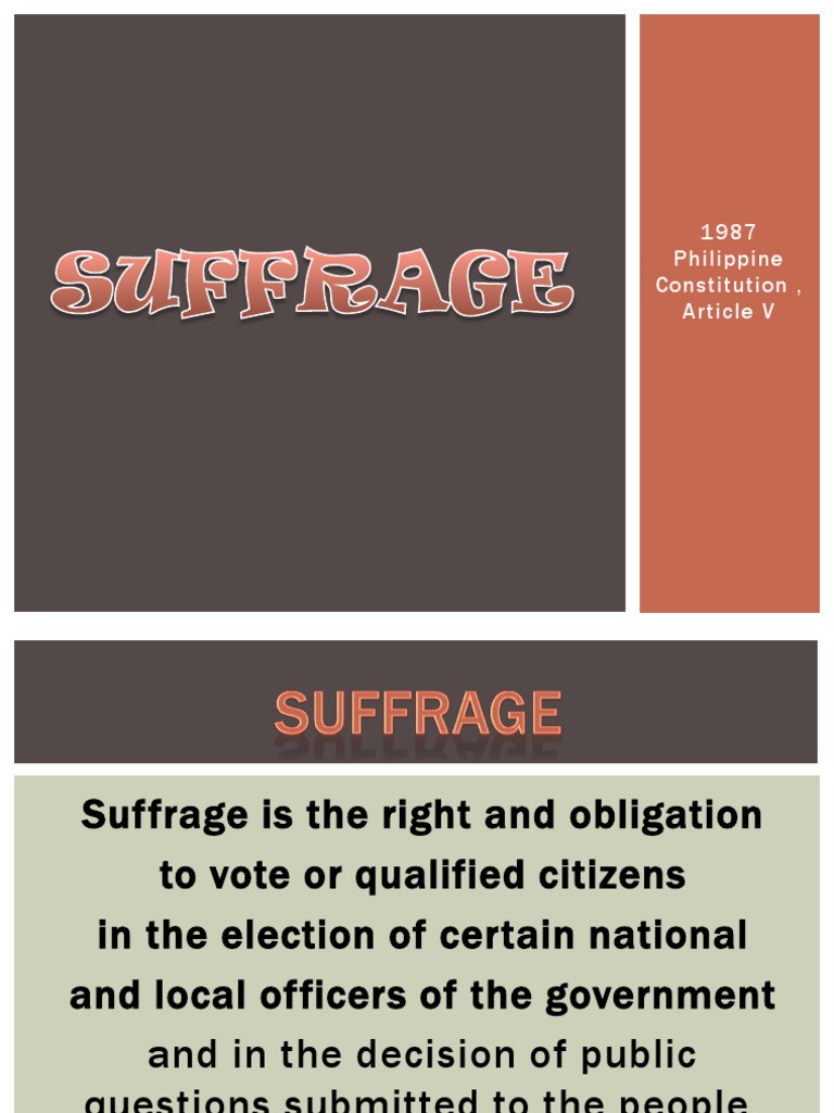 1987 Philippine Constitution, Article V | PDF | Suffrage | Voter Registration