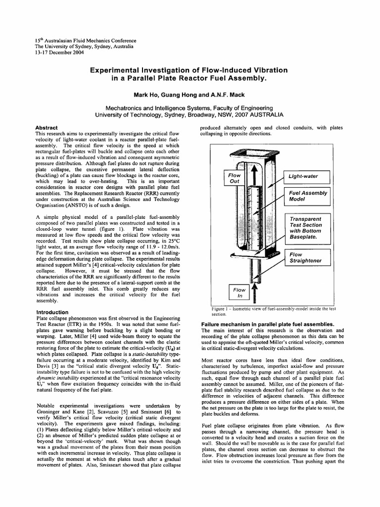 Experimental Investigation of Flow-Induced Vibration Leading to Plate ...