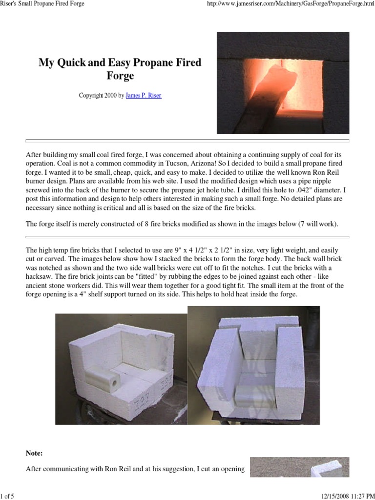 Riser's Small Propane Fired Forge | PDF | Forge | Pipe (Fluid Conveyance)