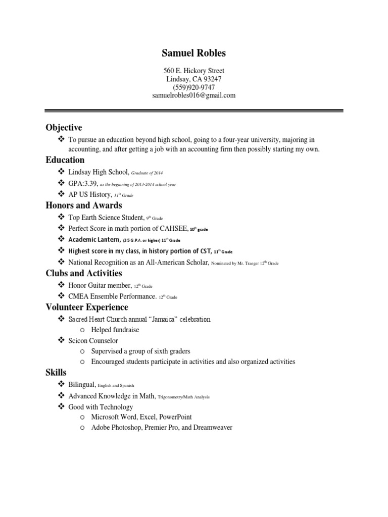 Samuel Robles: Objective | PDF