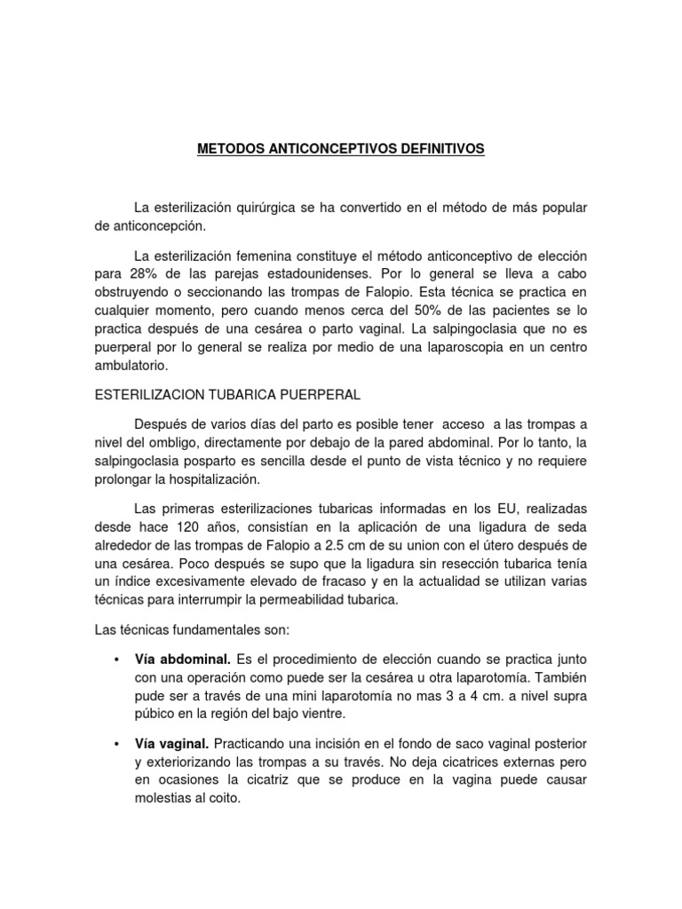 Metodos Anticonceptivos Definitivos | PDF | La salud de la mujer ...