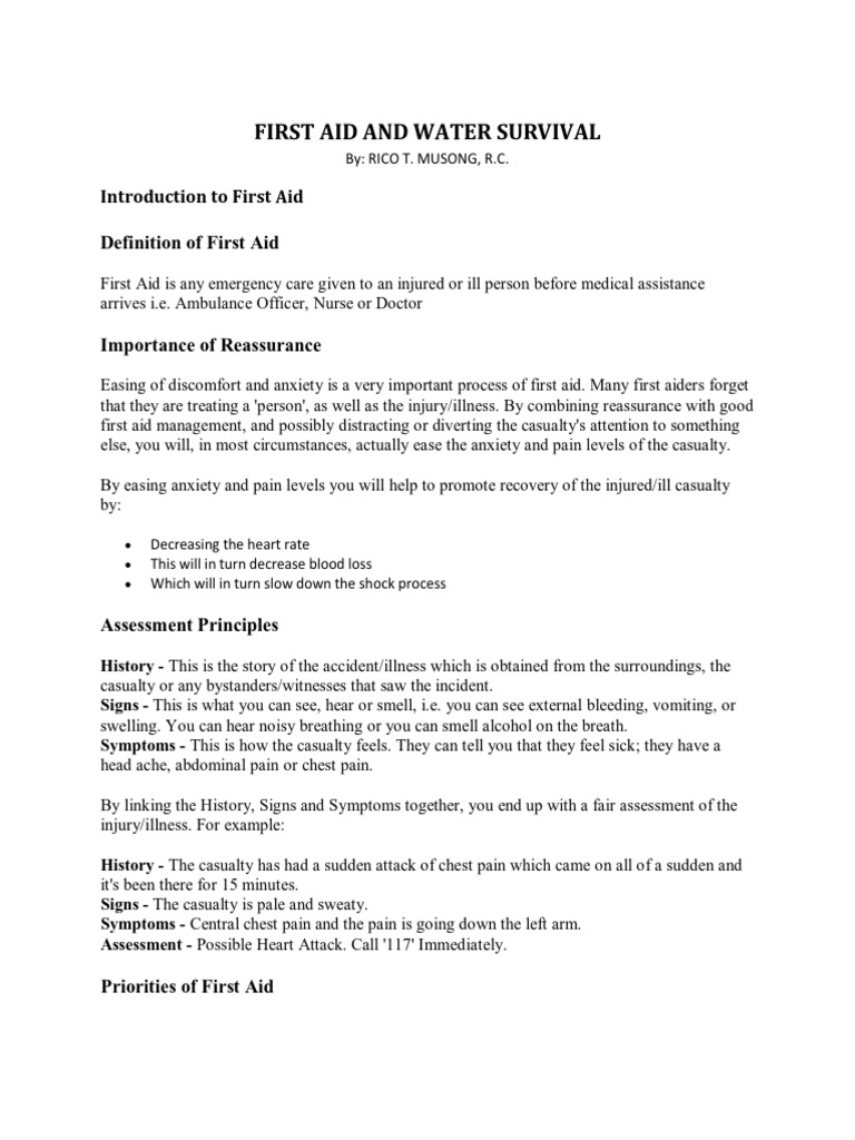 First Aid and Water Survival | PDF | Hyperthermia | Cardiopulmonary ...