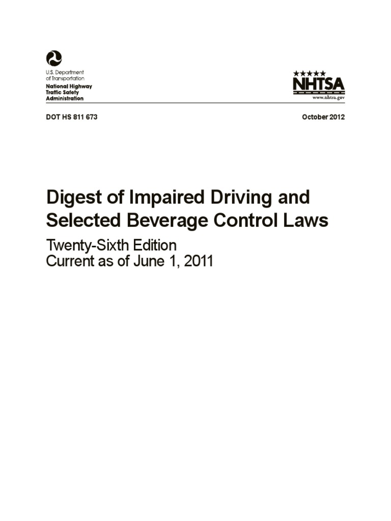 Digest of Impaired Driving Laws | PDF | Driving Under The Influence ...