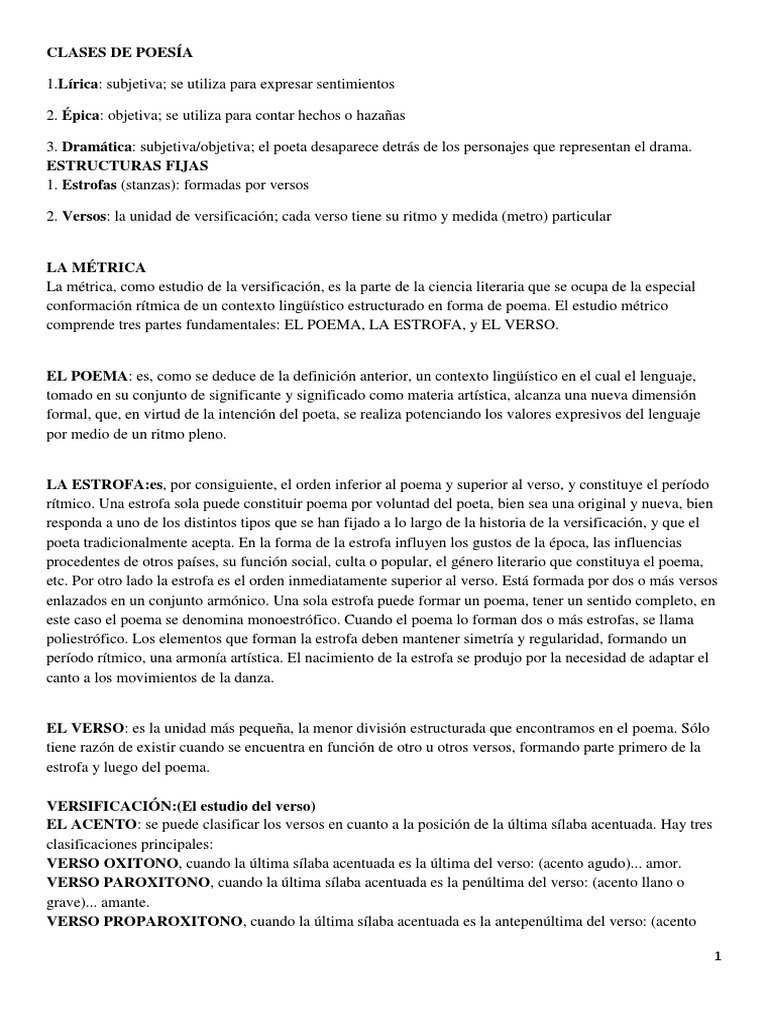 Clases de Poesía | PDF | Metro (poesía) | Poesía