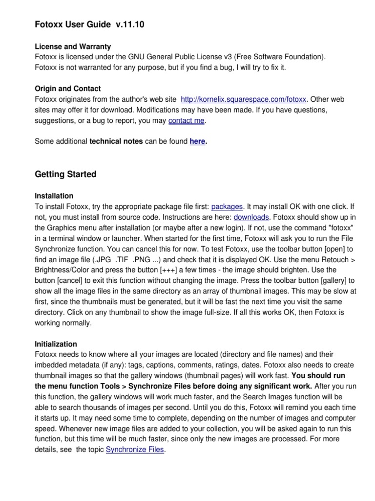 Fotoxx Userguide 11.10 en PDF | PDF | System Software | Computer Data