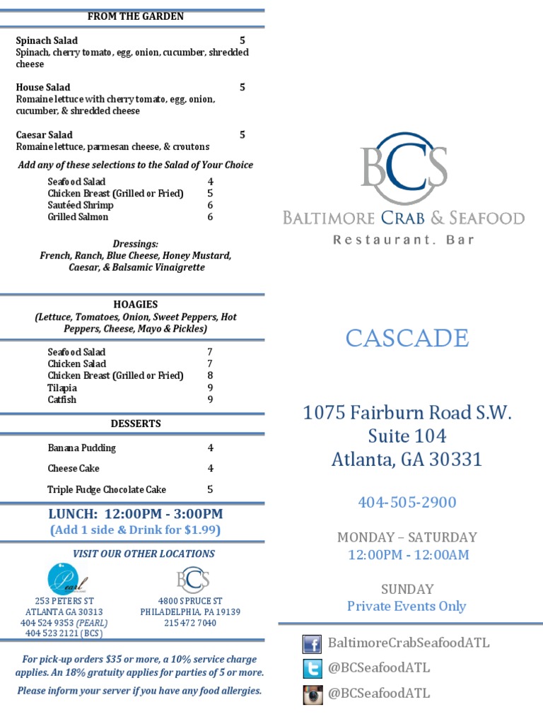 Seafood and Salad Menu Options | PDF | Grilling | Salad