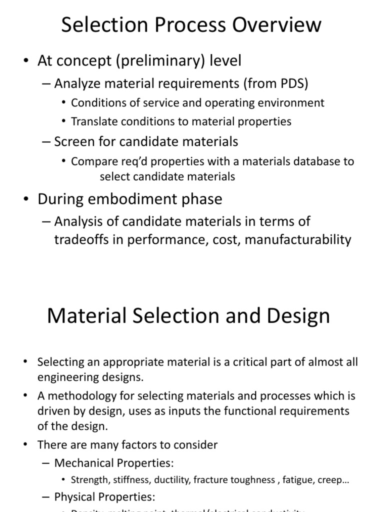 Material Selection Guide | PDF | Strength Of Materials | Beam (Structure)