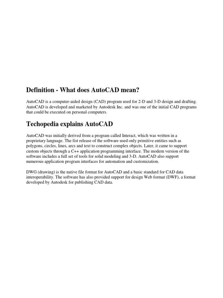 Definition - What Does Autocad Mean? | PDF | Compass | Auto Cad