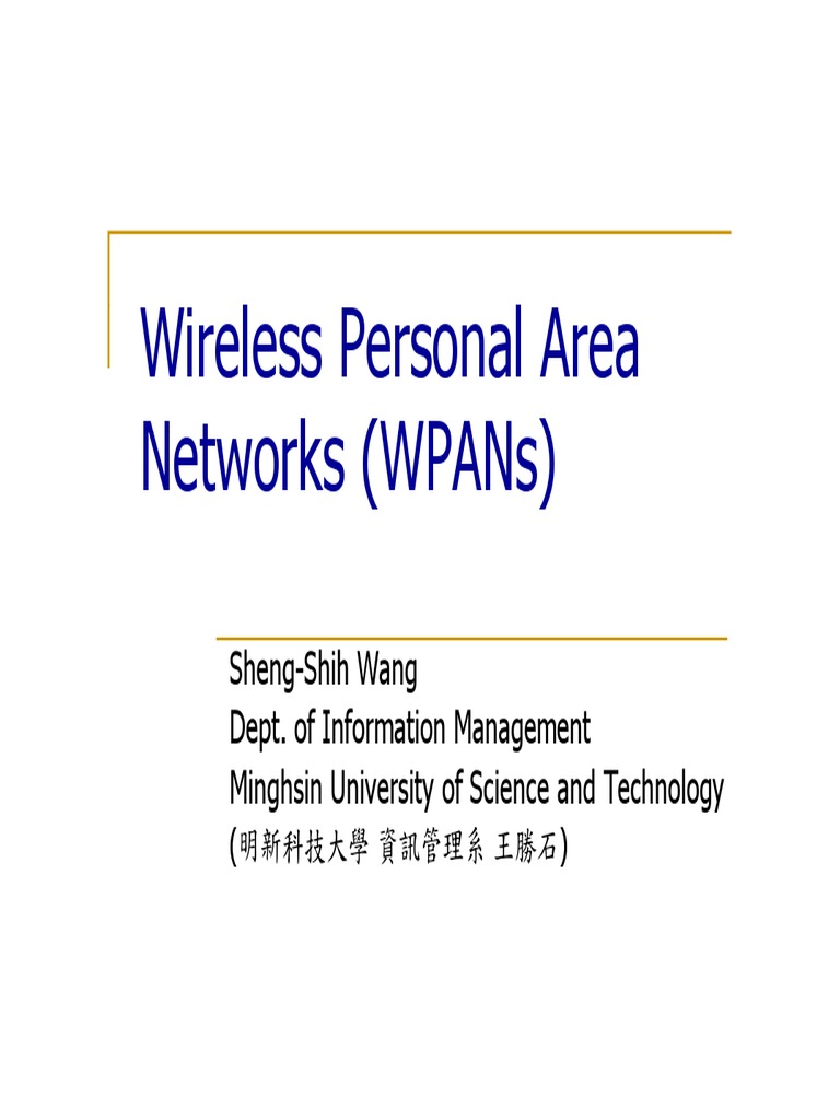 Wireless Personal Area NT K (Wpan) Networks (Wpans) | PDF | Wireless ...