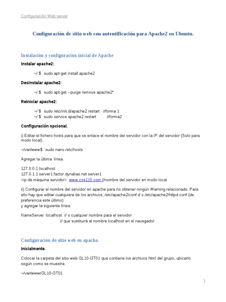 Configurar Apache2 con Autenticación en Ubuntu | PDF | Servidor HTTP Apache | Autenticación