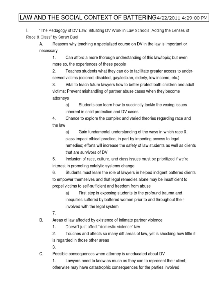 Domestic Violence Outline | PDF | Child Custody | Contact (Law)