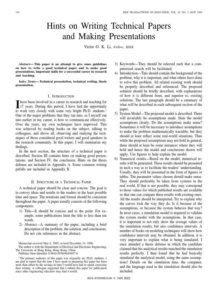Hints On Writing Technical Papers | PDF