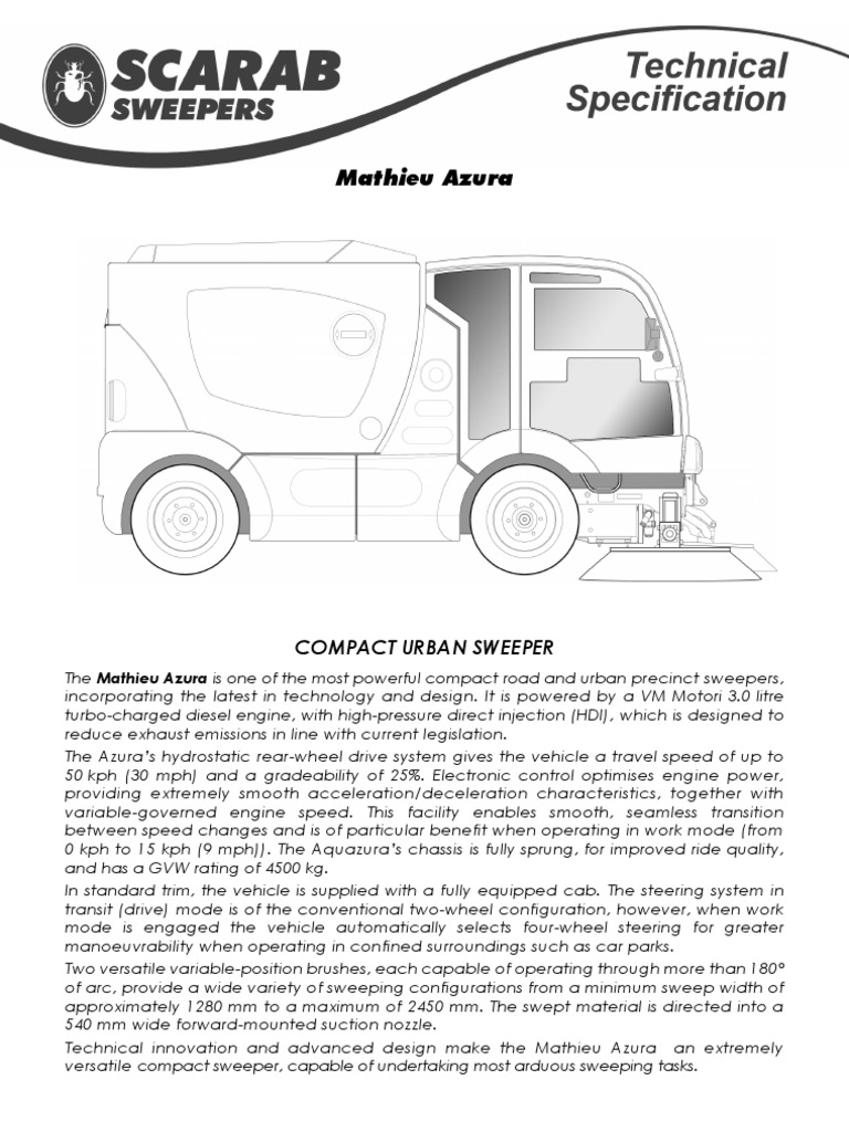 Mathieu Azura Concept Sweeper Technical Specifications | PDF ...