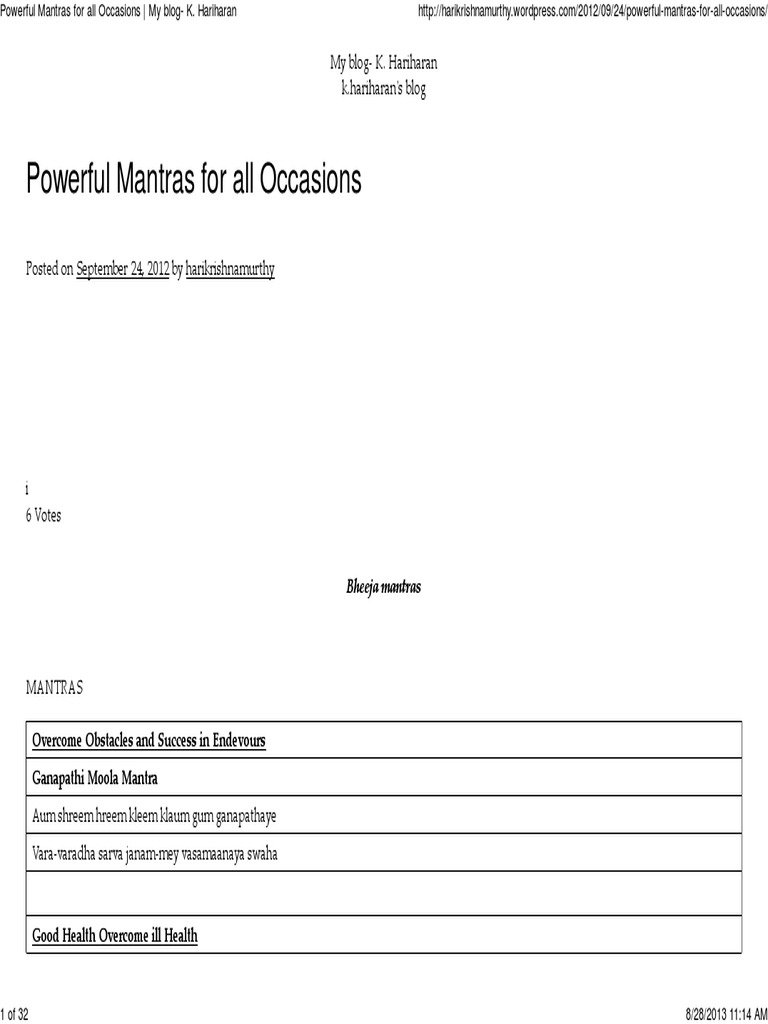 Essential Mantras for Various Needs | PDF | Mantra | Chakra