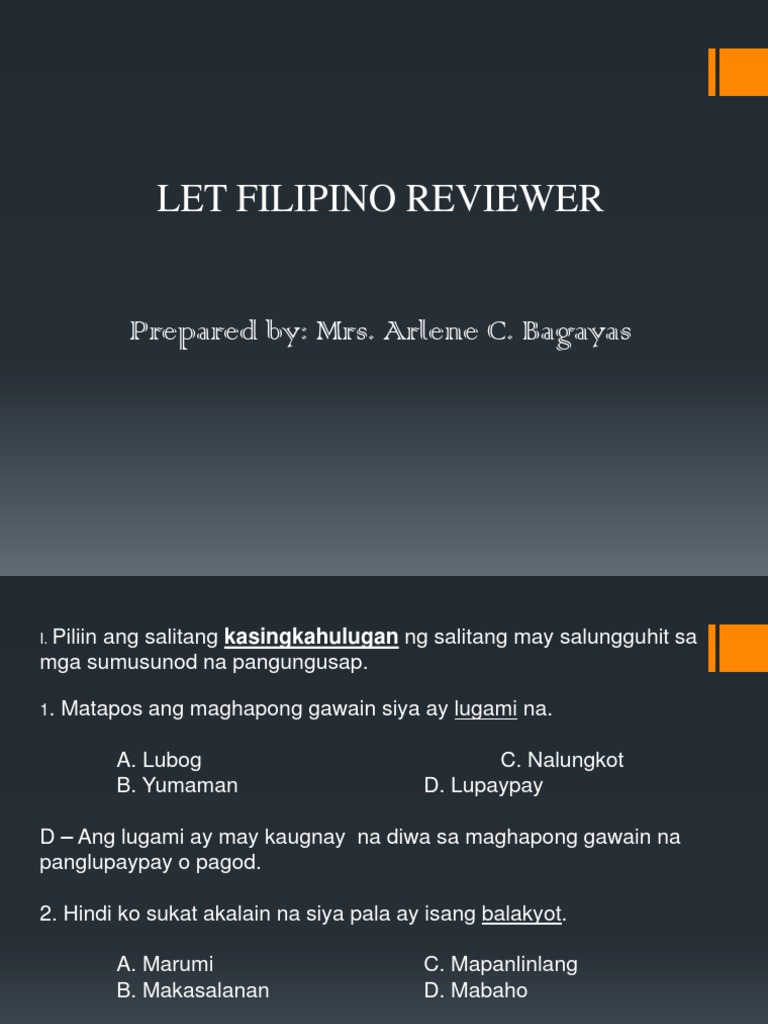 Filipino Reviewer Sa LET | PDF