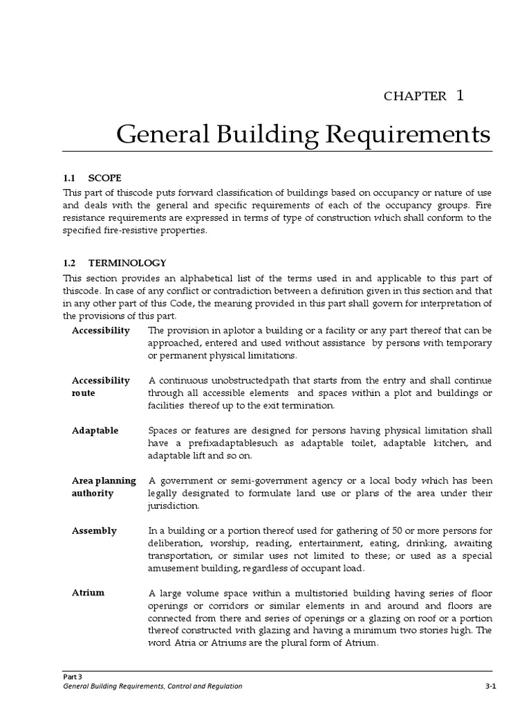 Part 3-Chap 1 - General Building Requirements | PDF | Stairs | Wall
