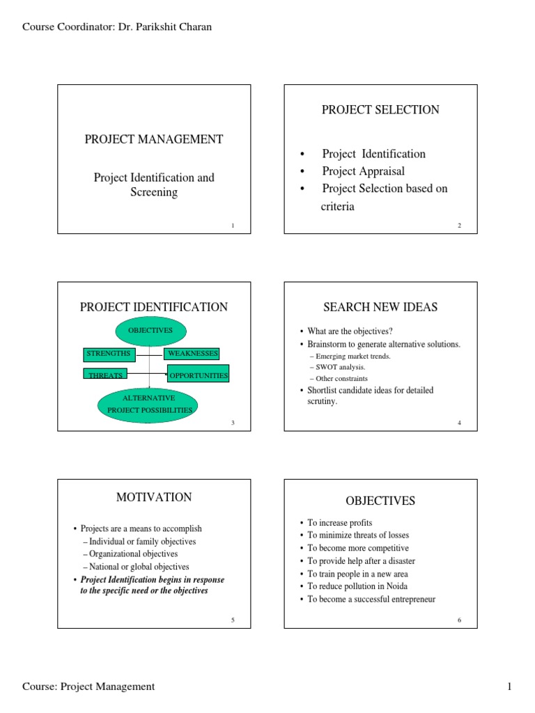 Handout 2 Project Identification & Screening | PDF | Swot Analysis ...