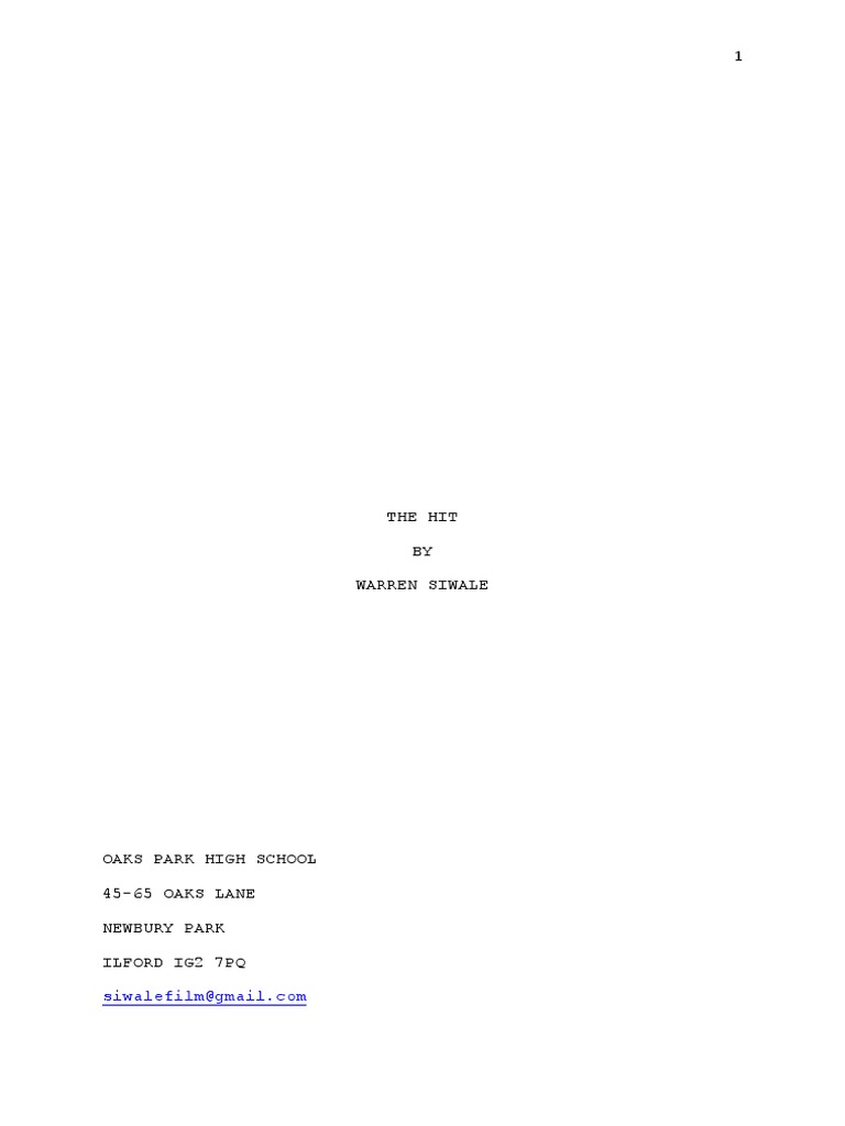 The Hit (Script) Draft 1 | PDF | Leisure | Violence