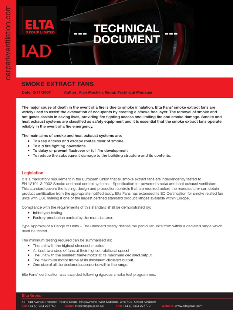 Technical Document On Smoke Extract & Car Park Fans | PDF | Ventilation ...