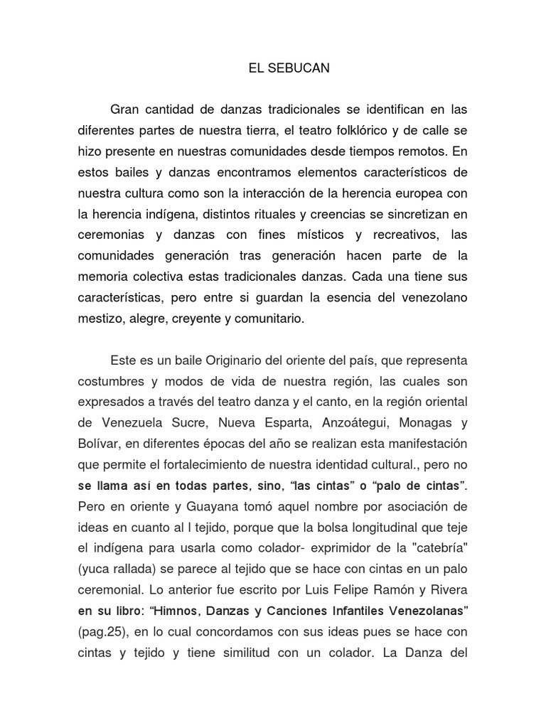 Origen y Tradición del Sebucán | PDF | Bailes | Venezuela
