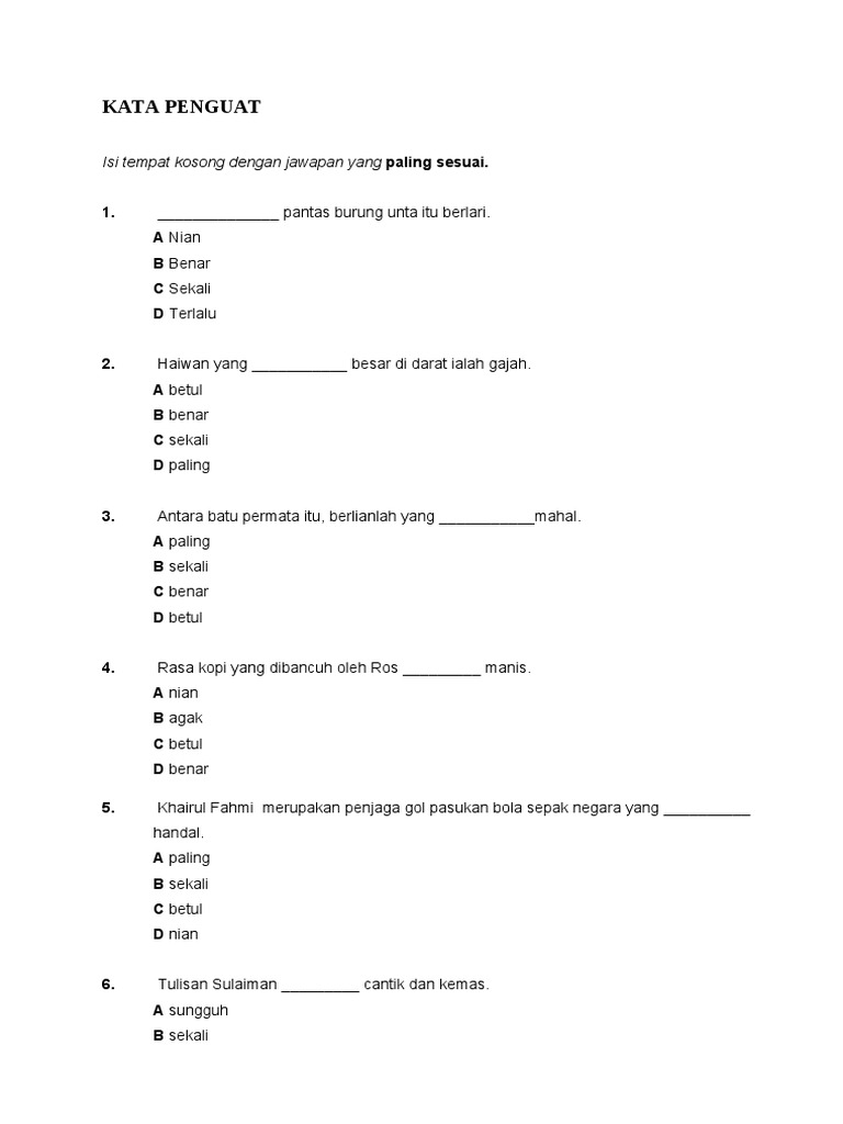 Latihan Kata Penguat | PDF