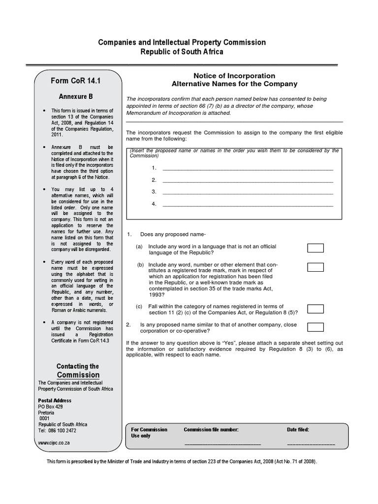 Companies and Intellectual Property Commission Republic of South Africa ...