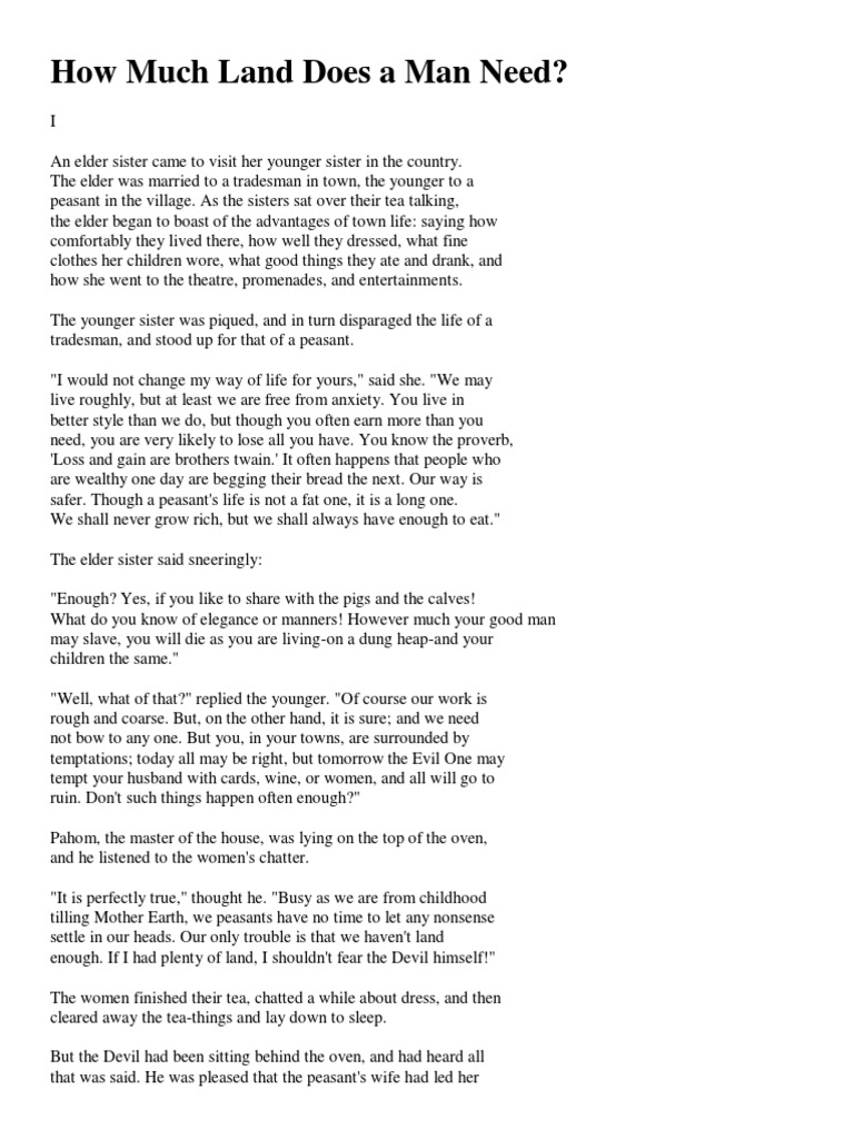 How Much Land Does A Man Need? | PDF