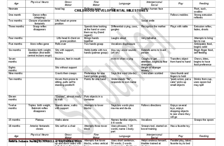 Childhood Developmental Milestones: Notes in Pediatric Nursing by ...