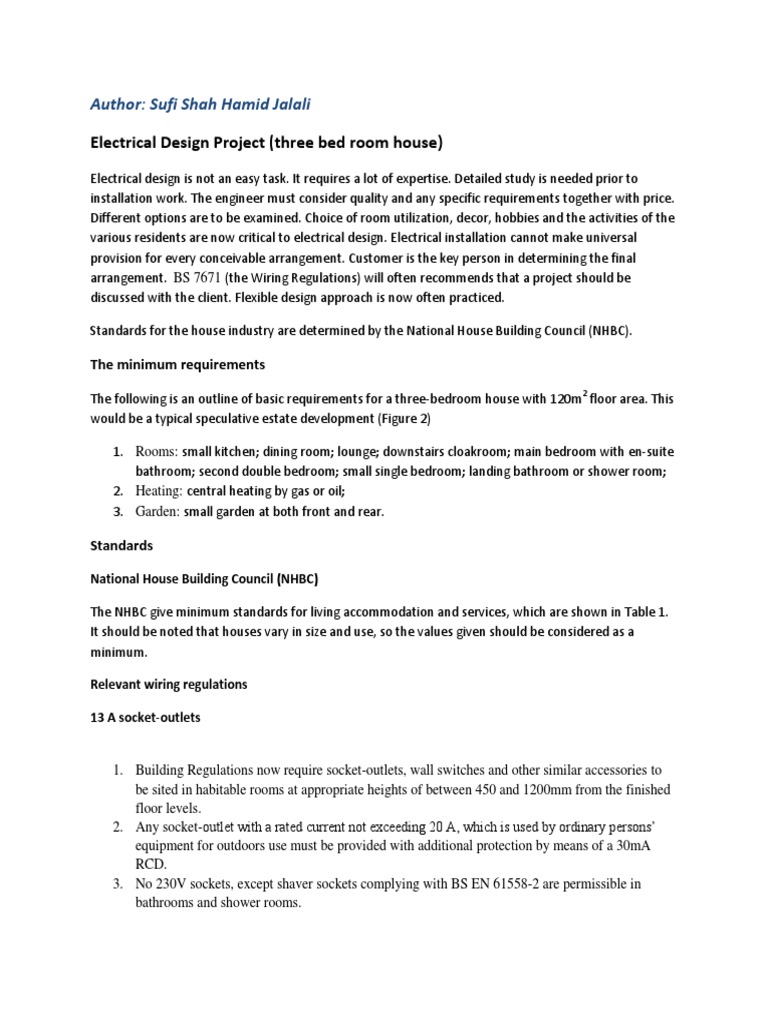 Electrical Design Project (Three Bedroom House) | PDF | Ac Power Plugs ...
